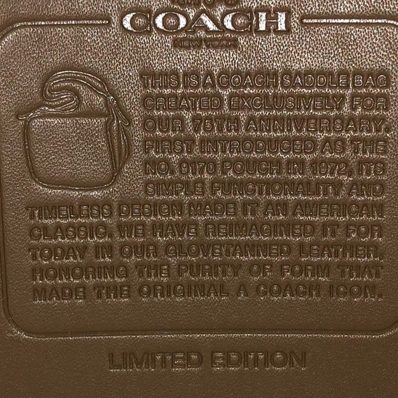 Coach | Bags | Authentic Limited Edition 75th Anniversary Coach Saddle ...